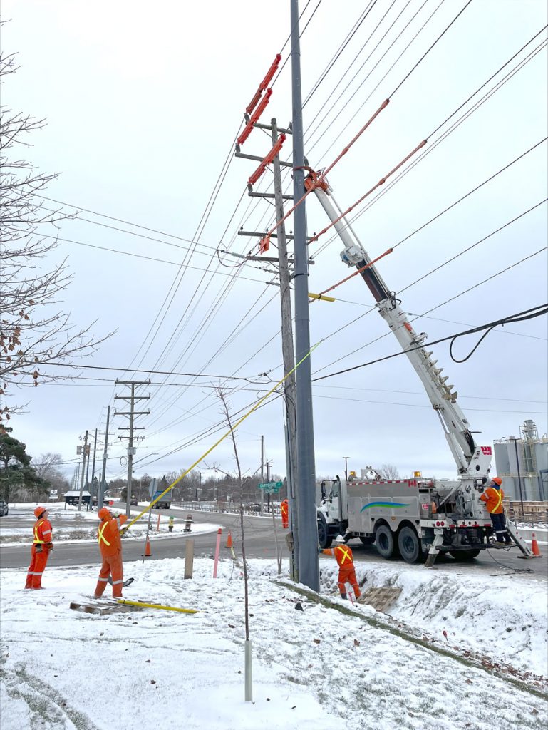 New hydro poles on Gartshore Street made of composite material, more ...