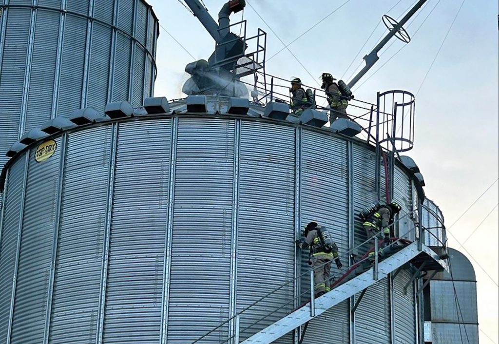 Minto firefighters respond to grain bin fire