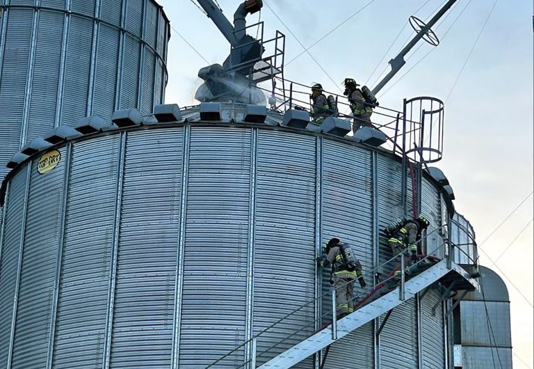 Minto firefighters respond to grain bin fire